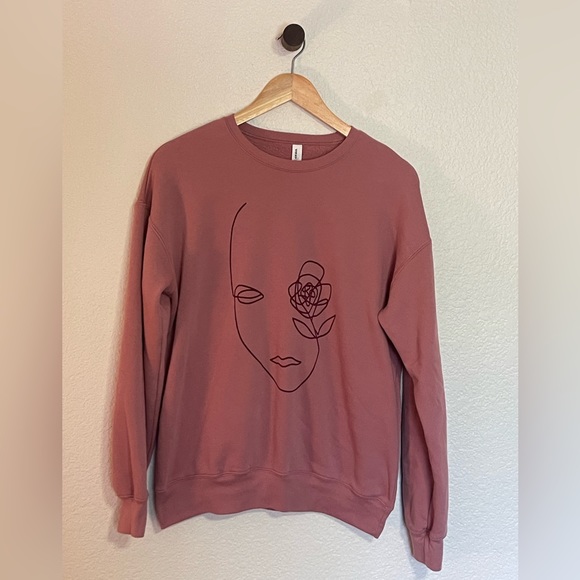 Bella Canvas | Sweaters | Womens Line Art Rose Color Sweater | Poshmark